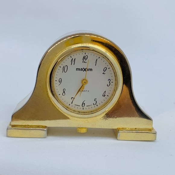 Office | Maxim Desk Quartz Clock Gold Tone White Dial New Battery ...